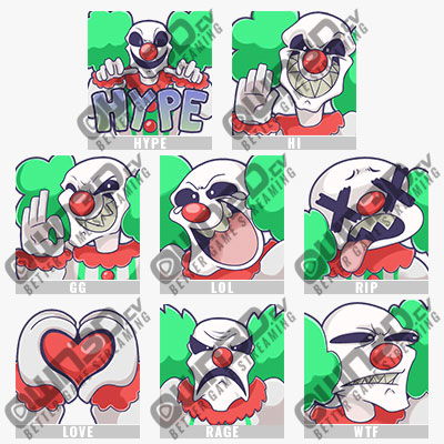 Animated Clown Twitch Sub Emote | Twitch Sub Emotes - 8 Pack - OWN3D