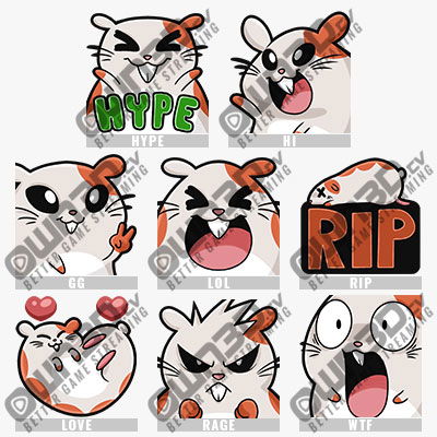 Animated Hamster Twitch Sub Emote | Twitch Sub Emotes - 8 Pack - OWN3D