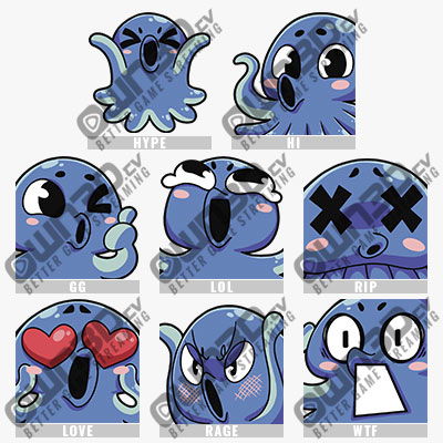 Animated Octopus Twitch Sub Emote | Twitch Sub Emotes - 8 Pack - OWN3D