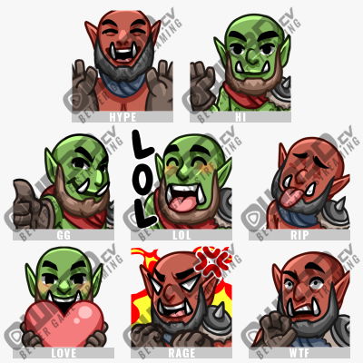 Animated Orc Twitch Sub Emote | Twitch Sub Emotes - 8 Pack - OWN3D