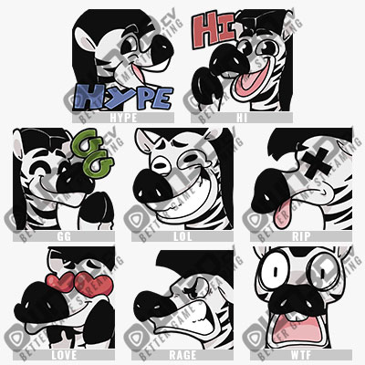 Animiert Zebra Twitch Sub Emote | Twitch Sub Emotes - 8 Pack - OWN3D