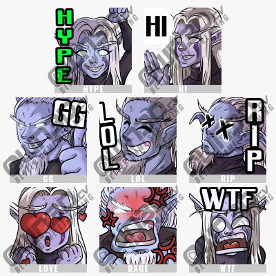 Animated Night Elf Twitch Sub Emote | Twitch Sub Emotes - 8 Pack - OWN3D
