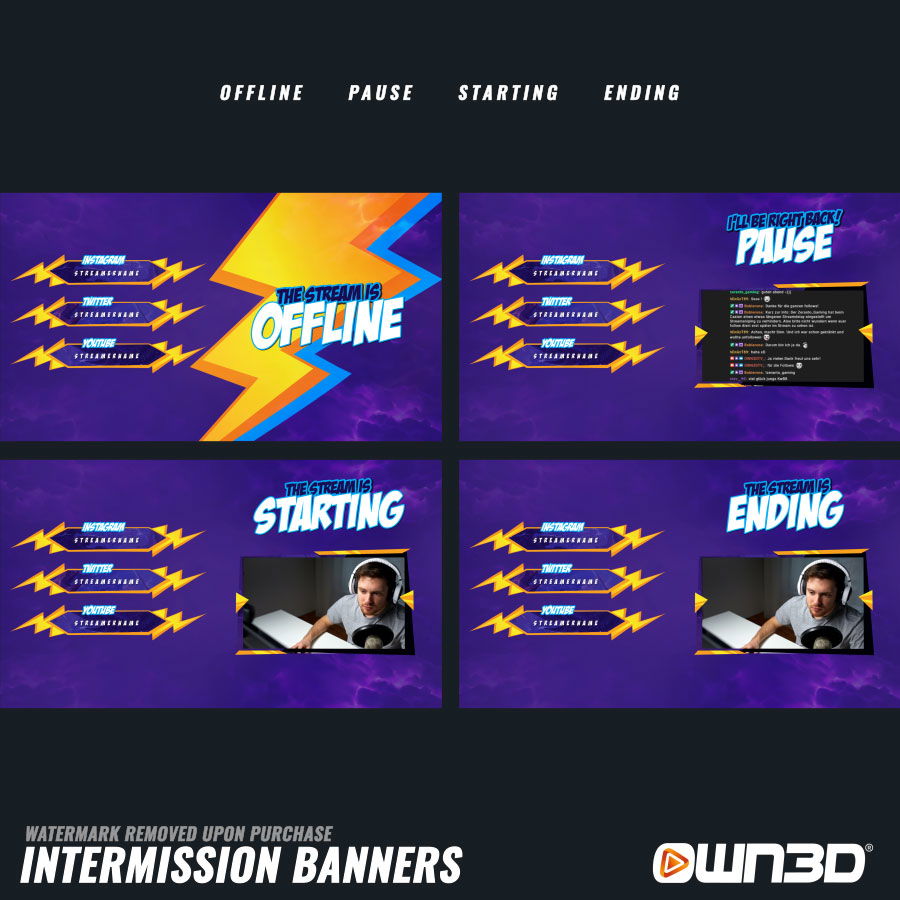 Thunder Intermission Banner - Offline, Pause, Start & End Screens - OWN3D