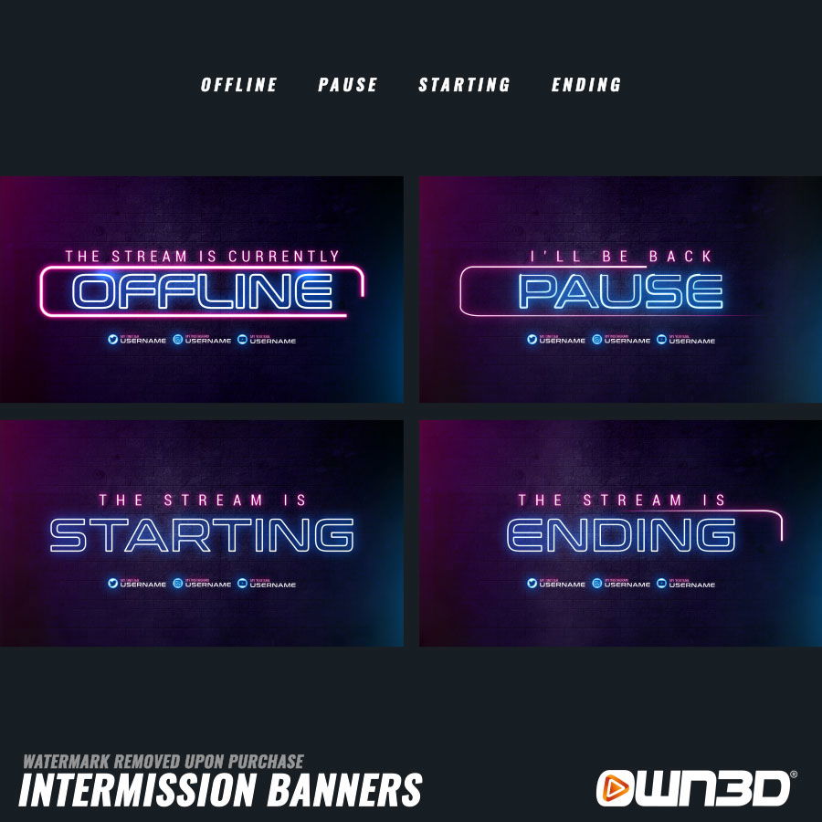 Clean Neon Intermission Banner - Offline, Pause, Start & End Screens ...