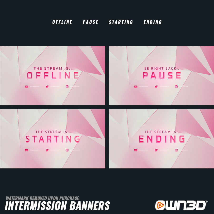 Pinkit Intermission Banner - Offline, Pause, Start & End Screens - OWN3D