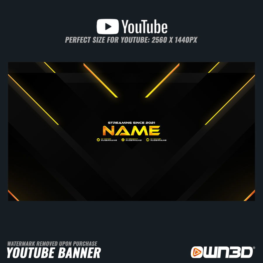 Modern Yellow YouTube Banner - #1 Shop for Streamers | OWN3D