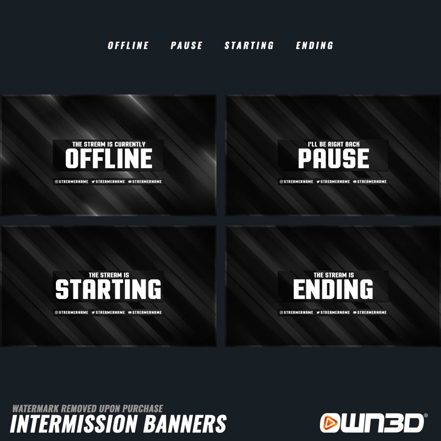 Blackmode Intermission Banner - Offline, Pause, Start & End Screens - OWN3D