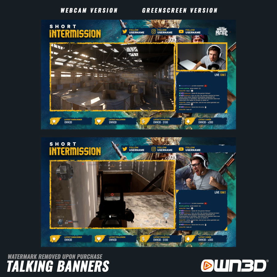 Modern Green Talking Banner - #1 Shop for Streamers | OWN3D