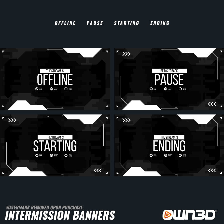Black WhiteIntermission Banner - La tienda para Streamers Nº1 | OWN3D