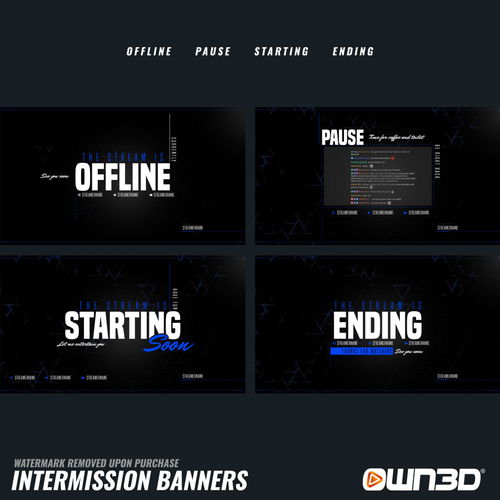 Minimal Blue Intermission Banner - Offline, Pause, Start & Ende Screens ...