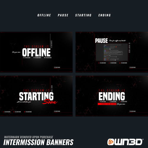 Minimal Red Intermission Banner - Offline, Pause, Start & End Screens ...