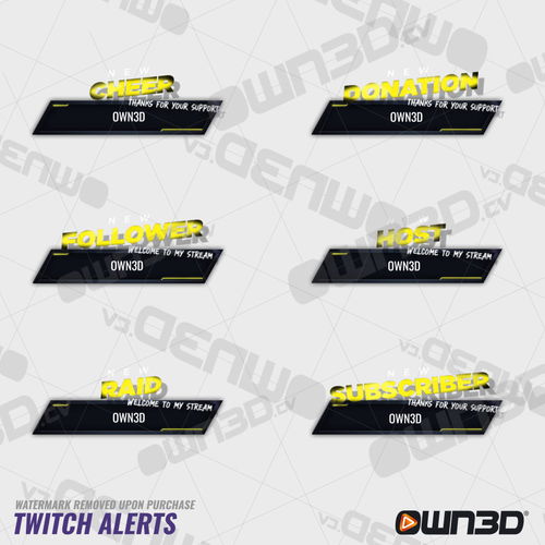 Modern Yellow Twitch Alerts - OWN3D