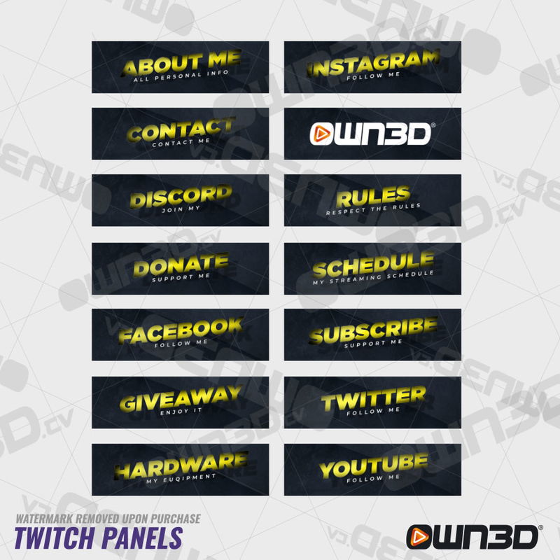 Modern Yellow Twitch Panels - OWN3D