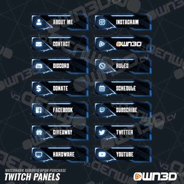 Unique Blue Twitch Panels - OWN3D