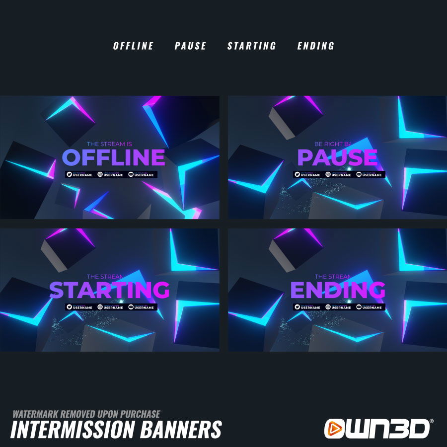 Lucent Intermission Banner - Offline, Pause, Start & End Screens - OWN3D