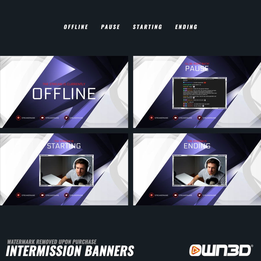 Overtaker Intermission Banner - Offline, Pause, Start & End Screens - OWN3D