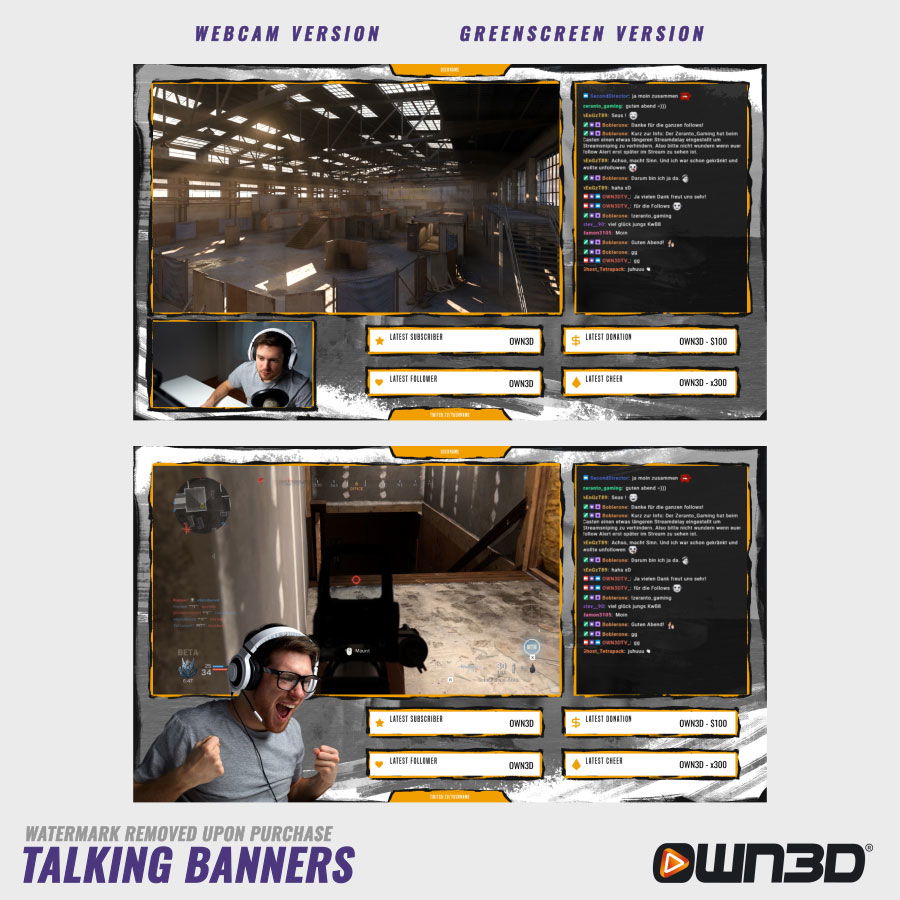 Vision Talking Banner - #1 Shop for Streamers | OWN3D