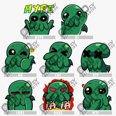 Animated Cthulhu Twitch Sub Emote | Twitch Sub Emotes - 8 Pack - OWN3D