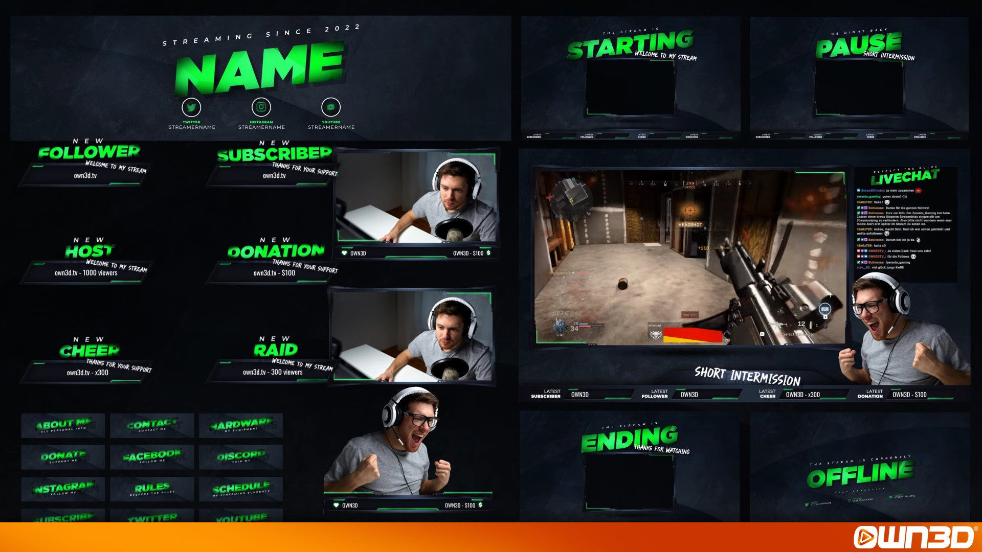 Modern Green Package - #1 Shop for Streamers | OWN3D