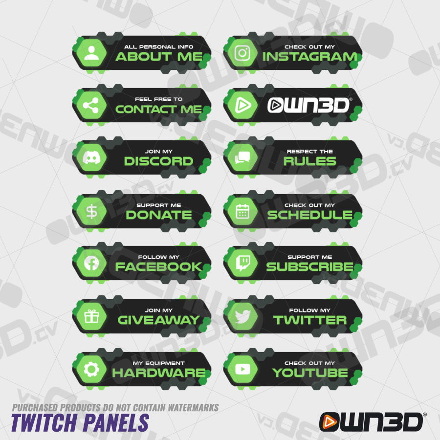 Hexagon Twitch Panels - #1 Streamer Shop | OWN3D