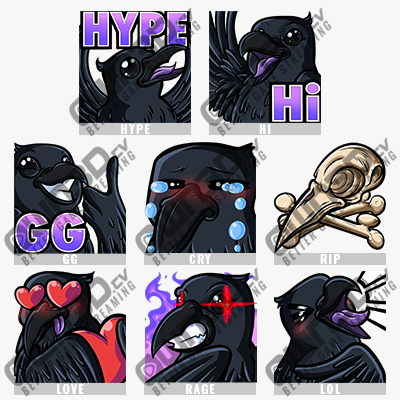Crow Twitch Sub Emote | Twitch Sub Emotes - 8 Pack - OWN3D