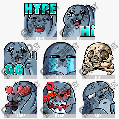 Seal Twitch Sub Emote | Twitch Sub Emotes - 8 Pack - OWN3D