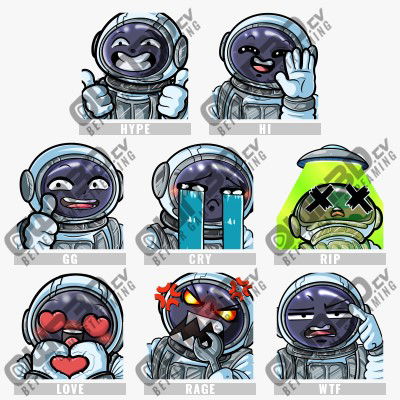 Animated Astronaut Twitch Sub Emote | Twitch Sub Emotes - 8 Pack - OWN3D