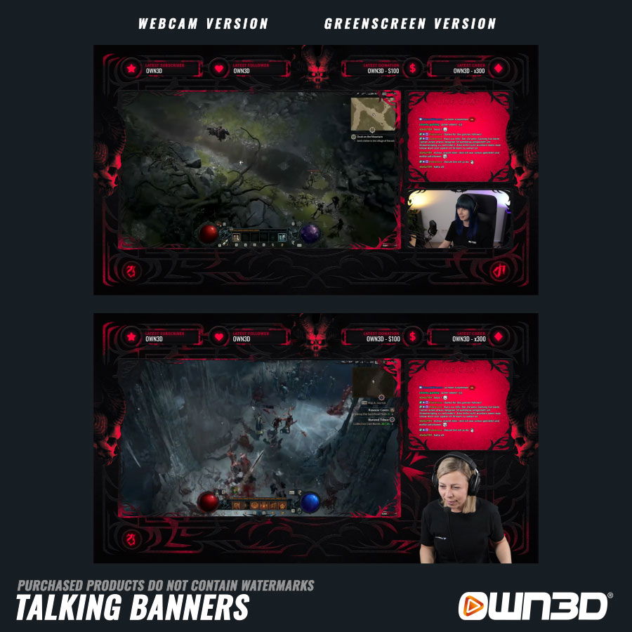 Diablo Skull Chat Overlay / Screen / Banner - OWN3D