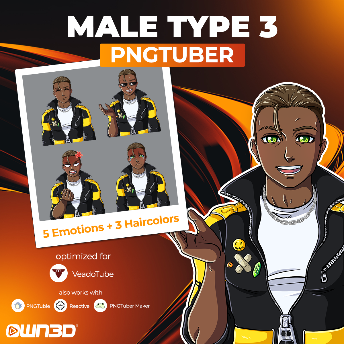 Animated Male Type 3 VTuber Models - OWN3D