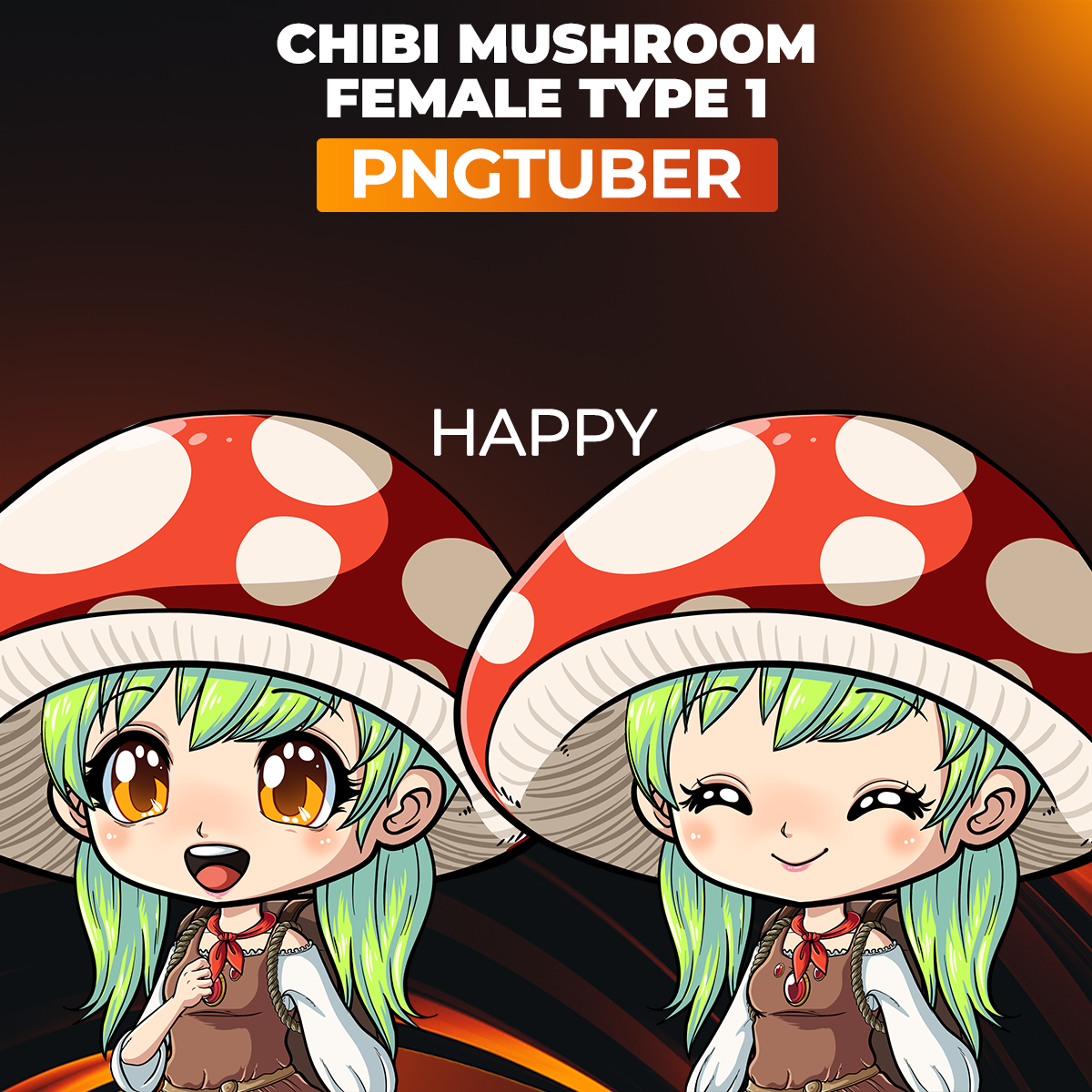 Animated Chibi Mushroom Female Type 1 VTuber Models - OWN3D