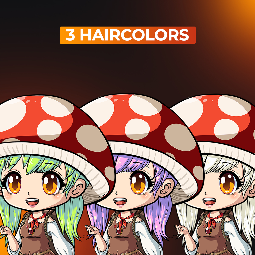 Animated Chibi Mushroom Female Type 1 VTuber Models - OWN3D