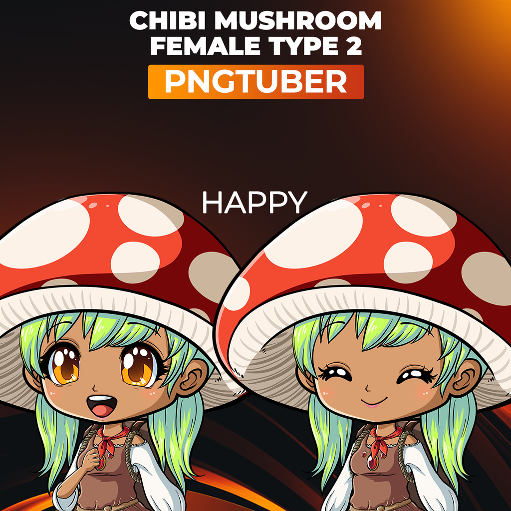 Animado Chibi Mushroom Female Type 2 Modelos de VTuber - OWN3D