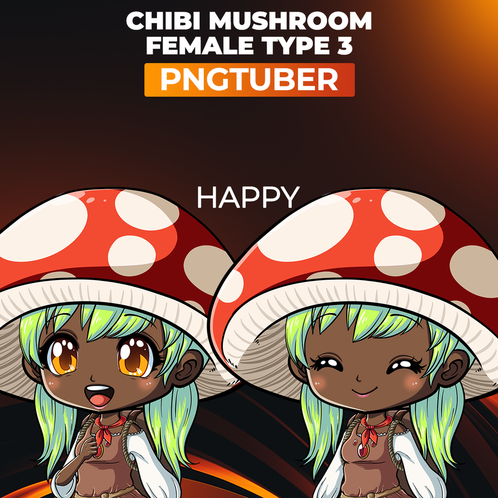Animado Chibi Mushroom Female Type 3 Modelos VTuber - OWN3D