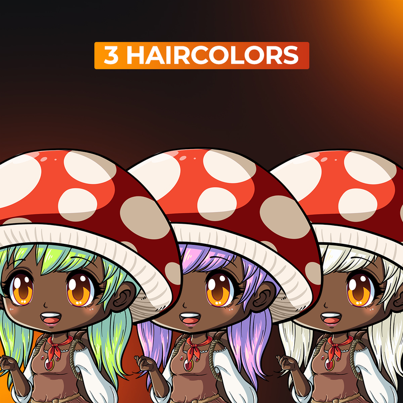 Animado Chibi Mushroom Female Type 3 Modelos VTuber - OWN3D
