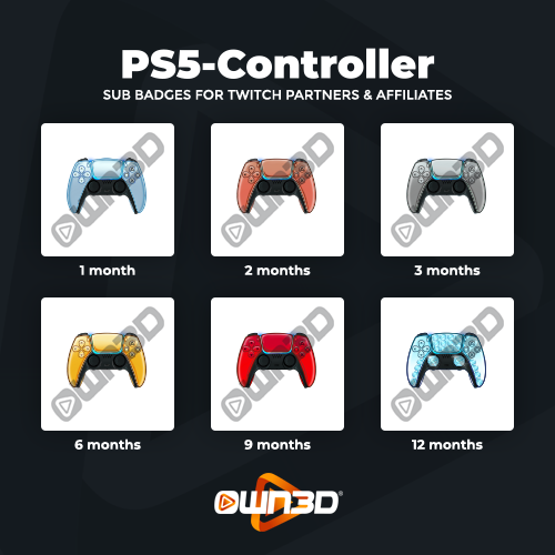 PS5 Controller Twitch Sub Badges - OWN3D