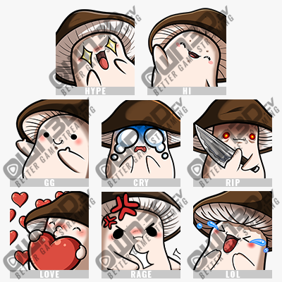 Animado Mushroom Brown Emote de suscriptor de Twitch | Emotes de ...