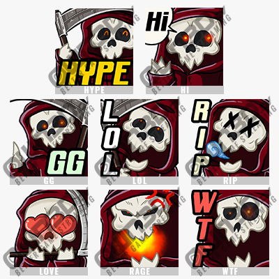Animado Reaper Red Emote de suscriptor de Twitch | Emotes de ...