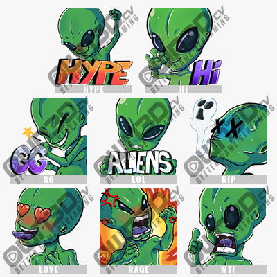 Animado Alien Emote de suscriptor de Twitch | Emotes de suscriptores de ...