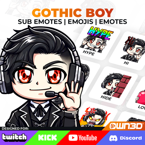 Gothic Boy Emote de inscritos da Twitch | Emotes de inscritos da Twitch ...