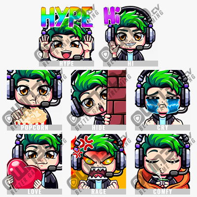 Animiert Chibi-Male-Green Twitch Sub Emote | Twitch Sub Emotes - OWN3D