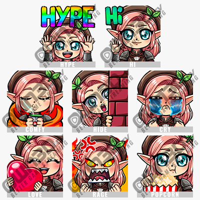 RPG ELF FEMALE Twitch Sub Emote | Twitch Sub Emotes - OWN3D