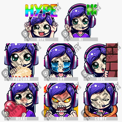 Animiert Chibi Female Violet Twitch Sub Emote | Twitch Sub Emotes - OWN3D