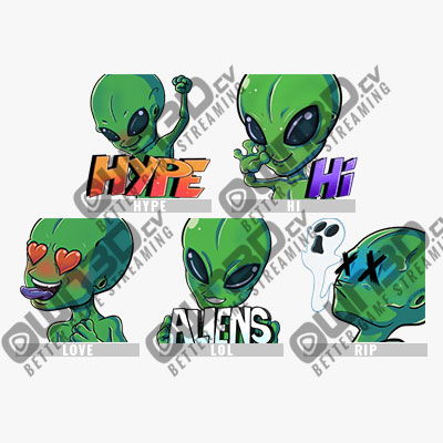 Alien Emotes Twitch Sub Emote | Twitch Sub Emotes - 5 Pack - OWN3D