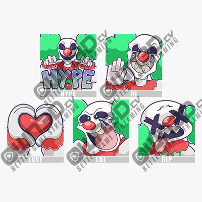 Clown Twitch Sub Emote | Twitch Sub Emotes - 5 Pack - OWN3D