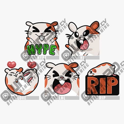 Hamster Emotes Twitch Sub Emote | Twitch Sub Emotes - 5 Pack - OWN3D