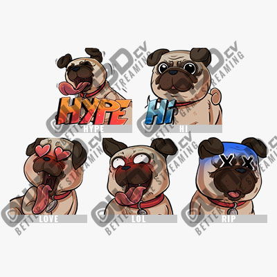 Mops Emotes Twitch Sub Emote | Twitch Sub Emotes - 5 Pack - OWN3D