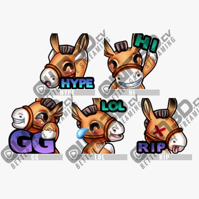 Donkey Twitch Sub Emote | Twitch Sub Emotes - 5 Pack - OWN3D