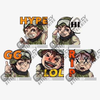 Army Soldier Twitch Sub Emote | Twitch Sub Emotes - 5 Pack - OWN3D