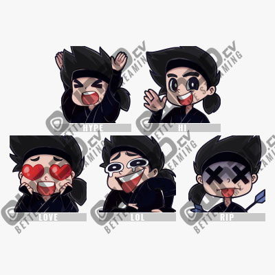 Streamer Black-Haired Twitch Sub Emotes - Boutique n° 1 pour les ...