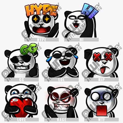 Animated Panda Twitch Sub Emote | Twitch Sub Emotes - 8 Pack - OWN3D